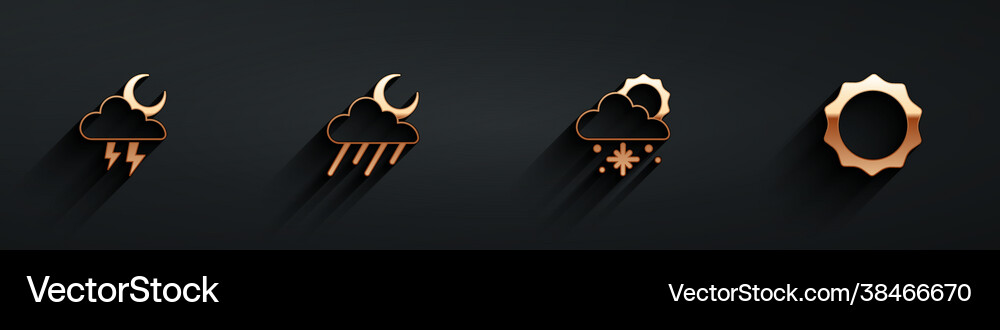 Set storm cloud with rain and moon snow sun Vector Image