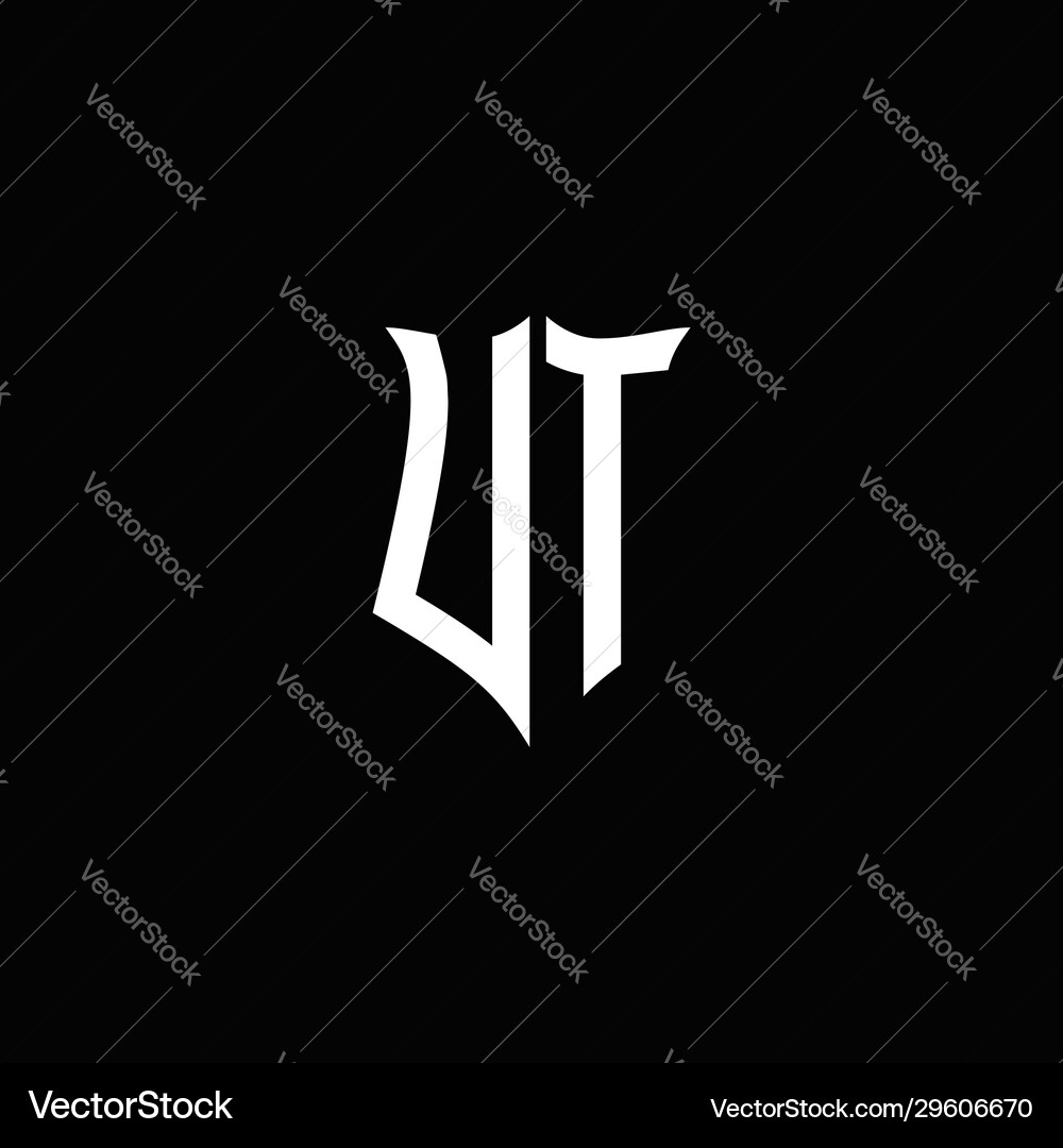 Ut monogram letter logo ribbon with shield style Vector Image