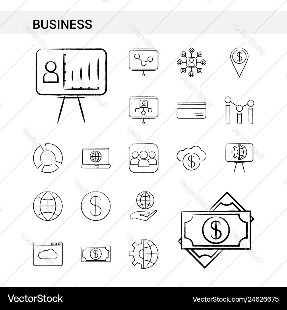 Business hand drawn icon set style isolated Vector Image