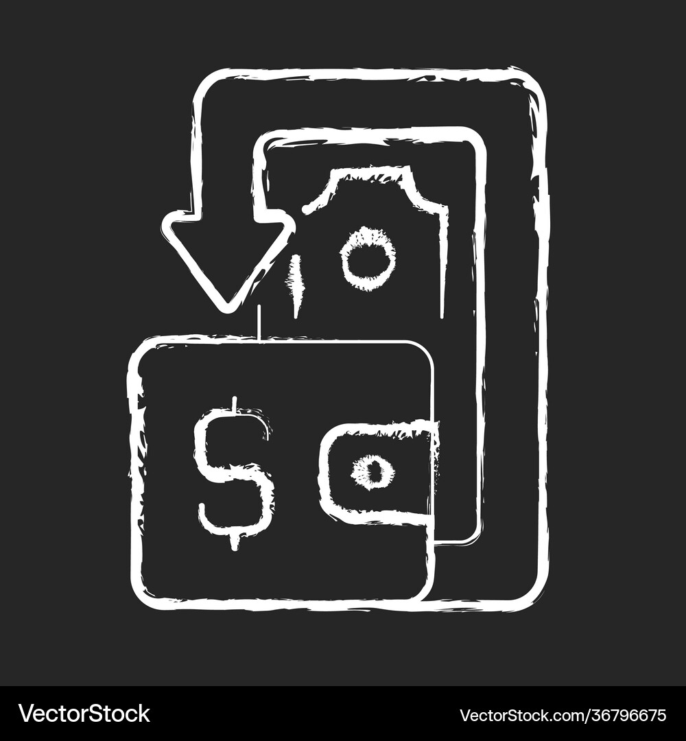 Cashback chalk white icon on black background Vector Image