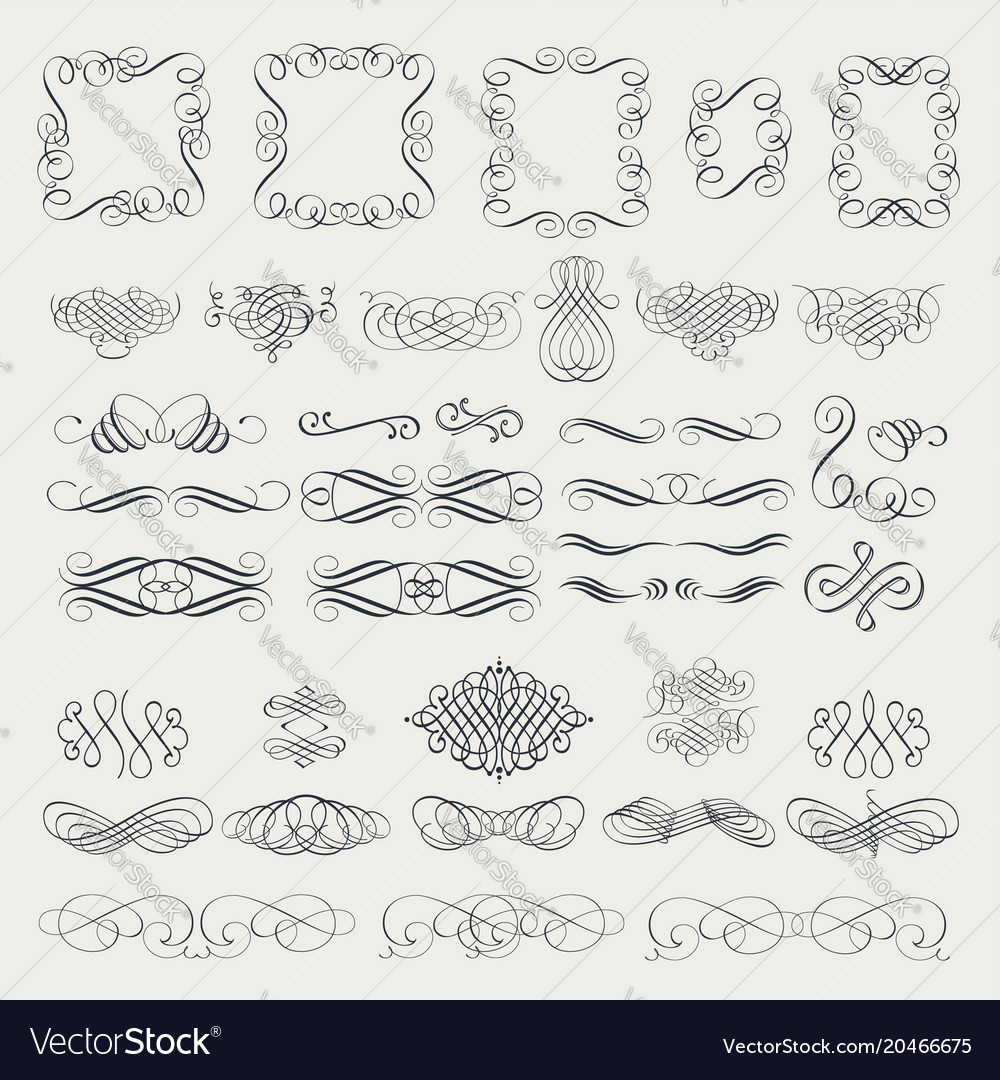 Collection calligraphic elements Royalty Free Vector Image