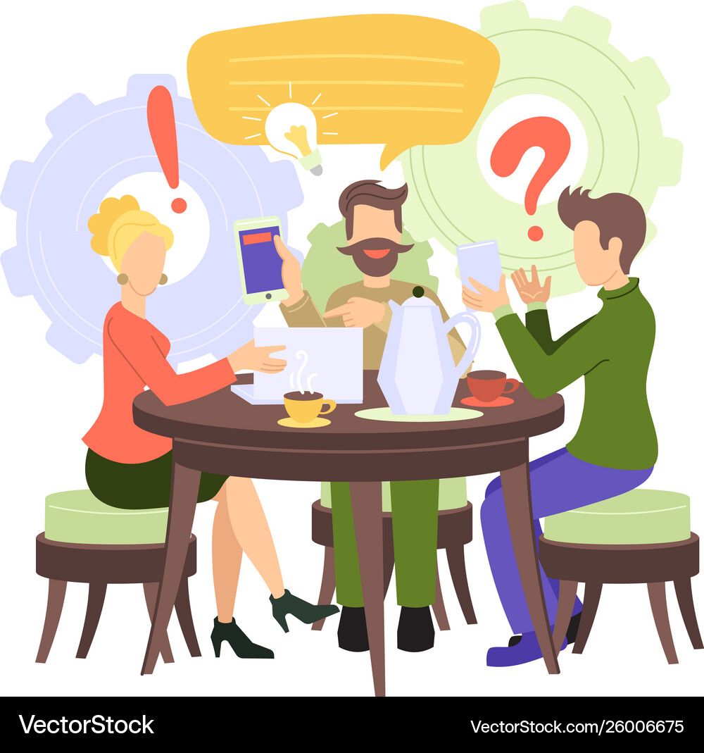 Creative people man woman character working Vector Image