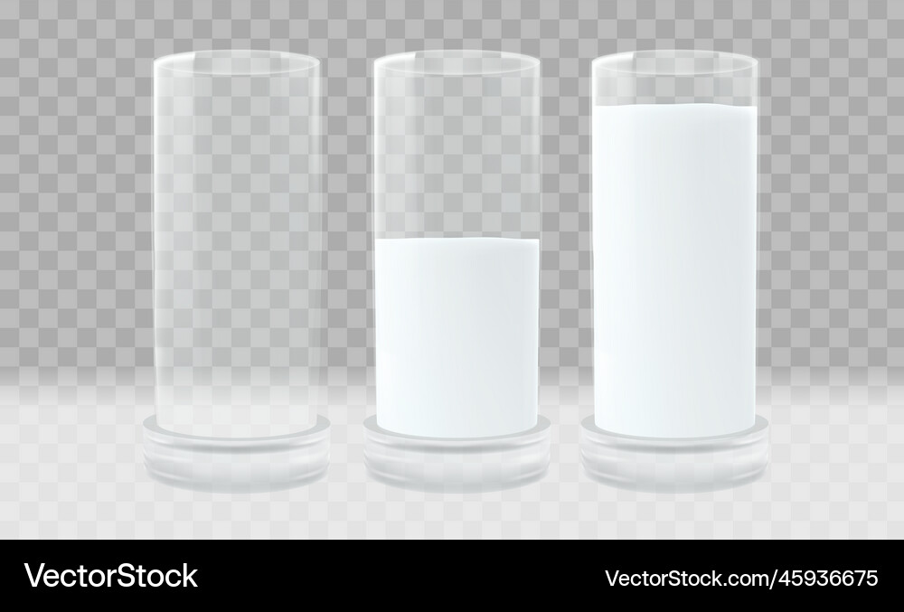 Empty and full glass of milk Royalty Free Vector Image