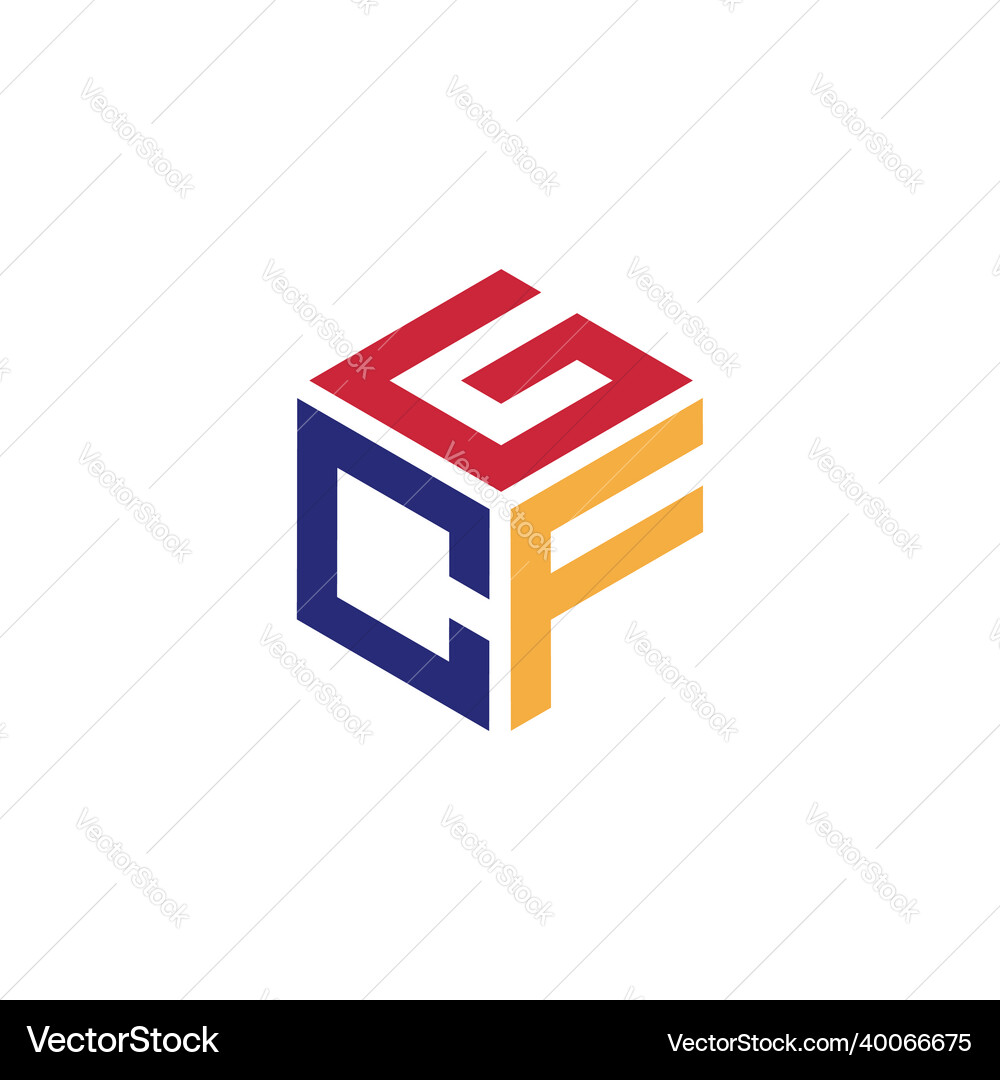 Hexagon logo with the letters gcf design Vector Image