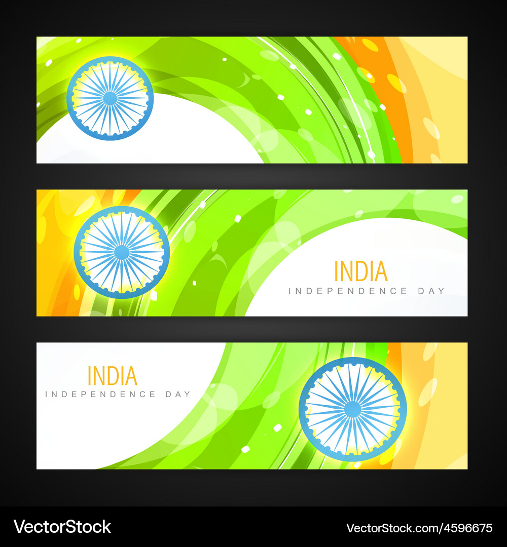 Indian flag headers set Royalty Free Vector Image