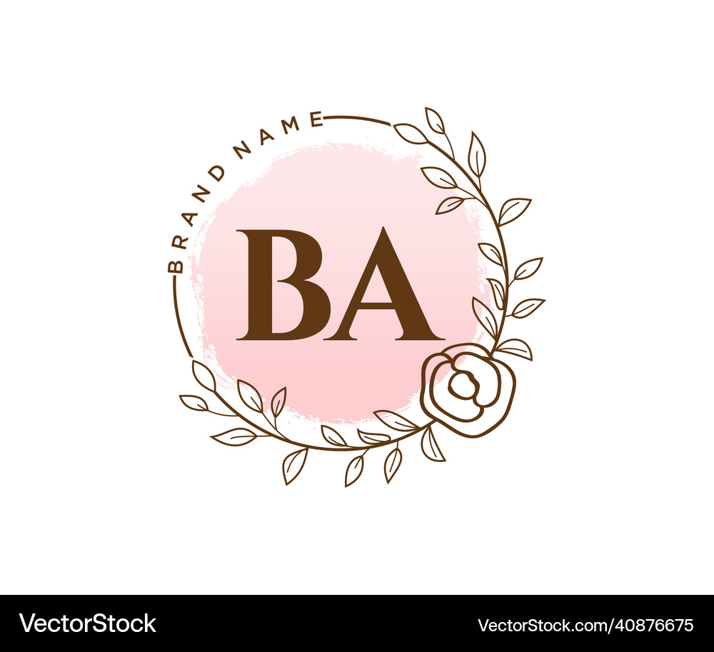 Initial ba feminine logo usable for nature salon Vector Image