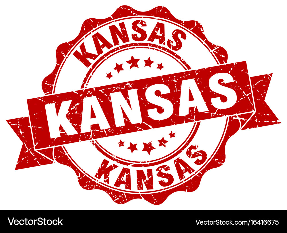 Kansas round ribbon seal Royalty Free Vector Image