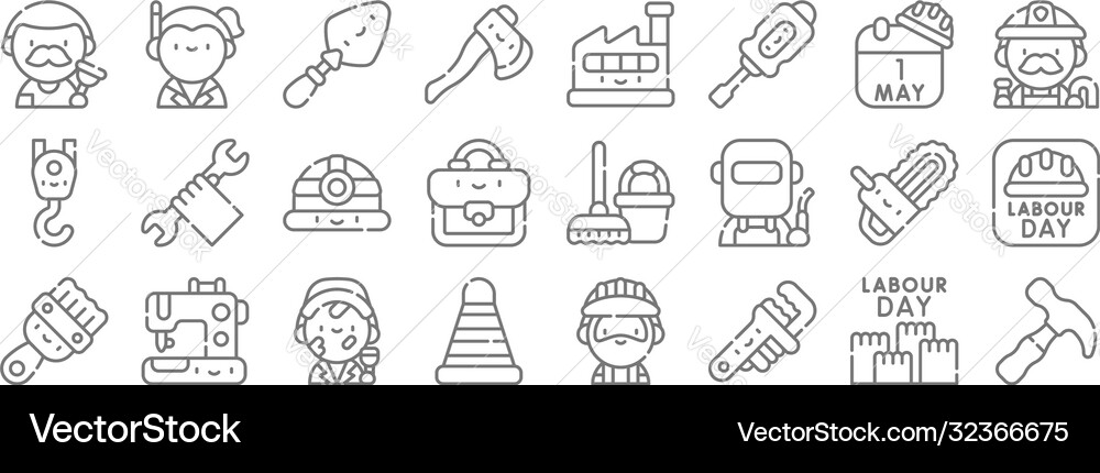 Labour day line icons linear set quality line set Vector Image
