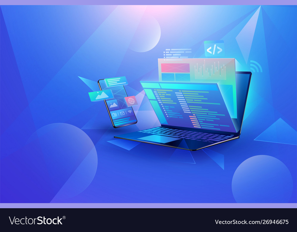 Mobile app development concept design Royalty Free Vector Mobile app development concept design Royalty Free Vector