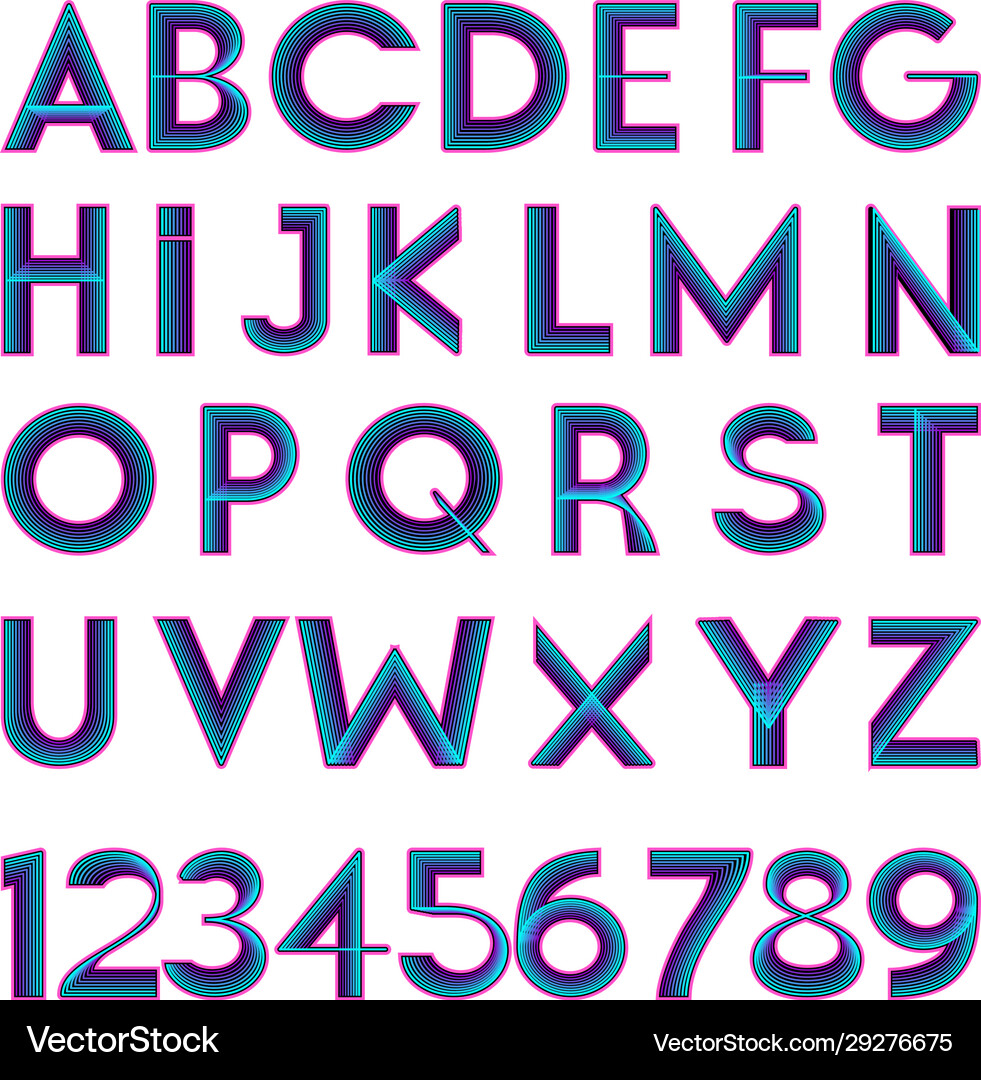 Neon style modern font in retro disco 80s Vector Image