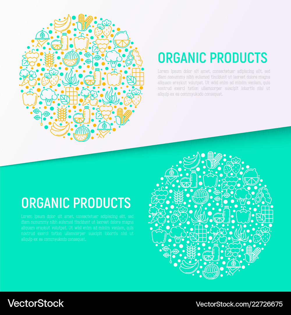 Organic products concept in circle Royalty Free Vector Image