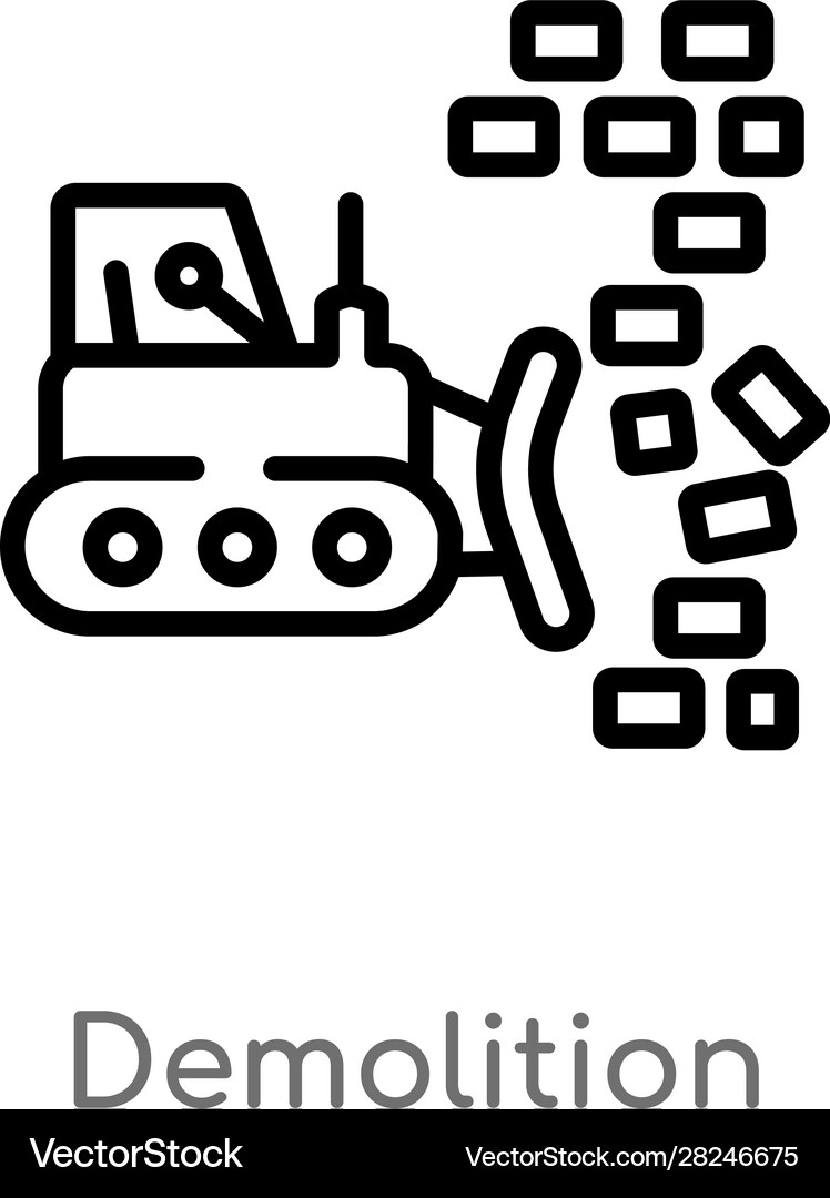 Outline demolition icon isolated black simple Vector Image