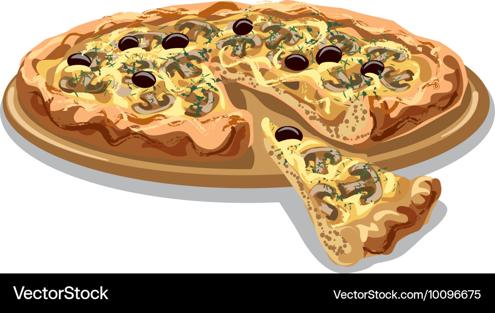 Pizza with mushrooms and cheese Royalty Free Vector Image