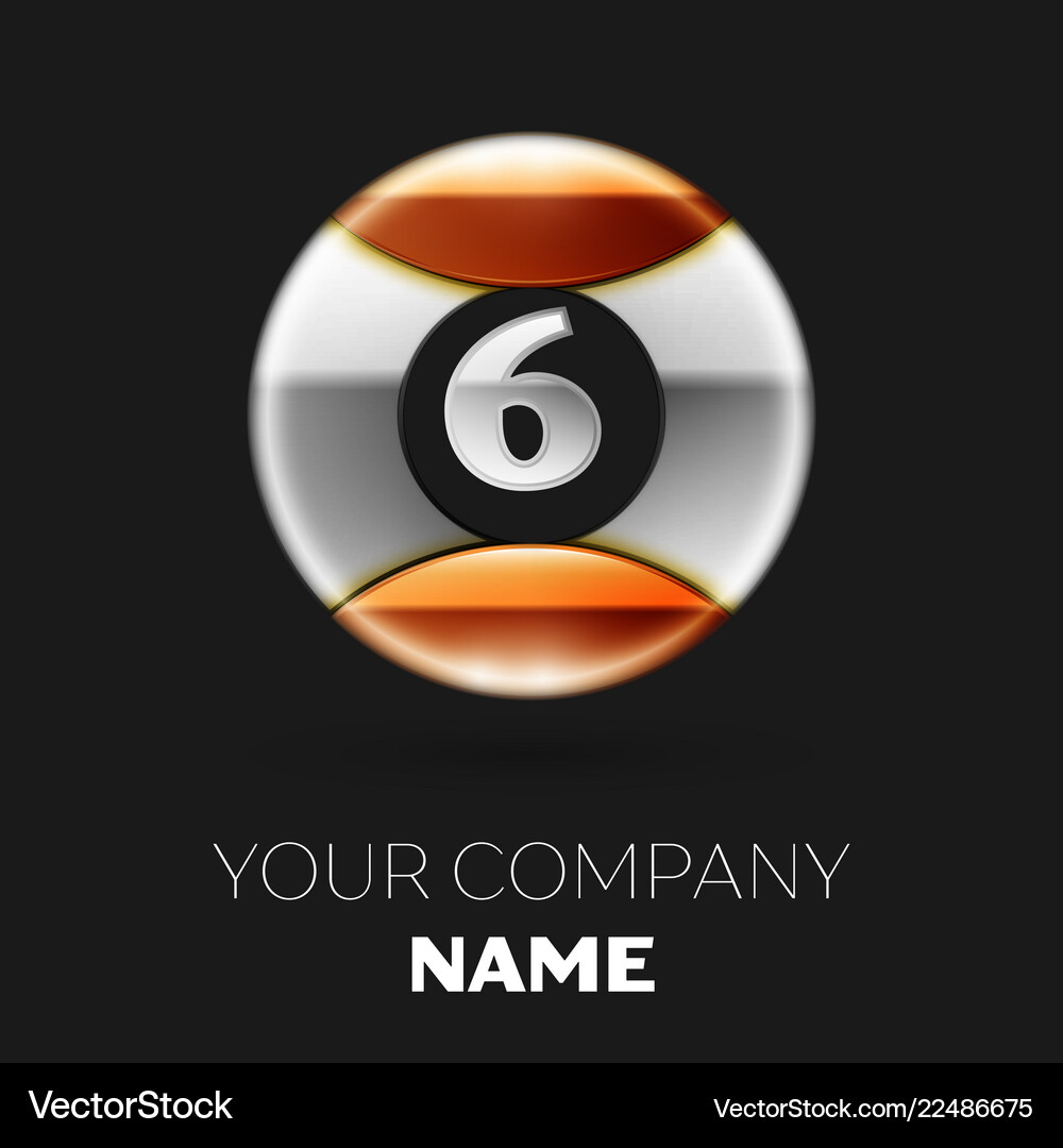 Realistic silver number six logo symbol Royalty Free Vector