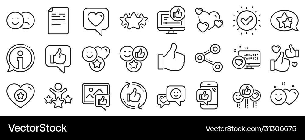 Social media line icons set share network Vector Image
