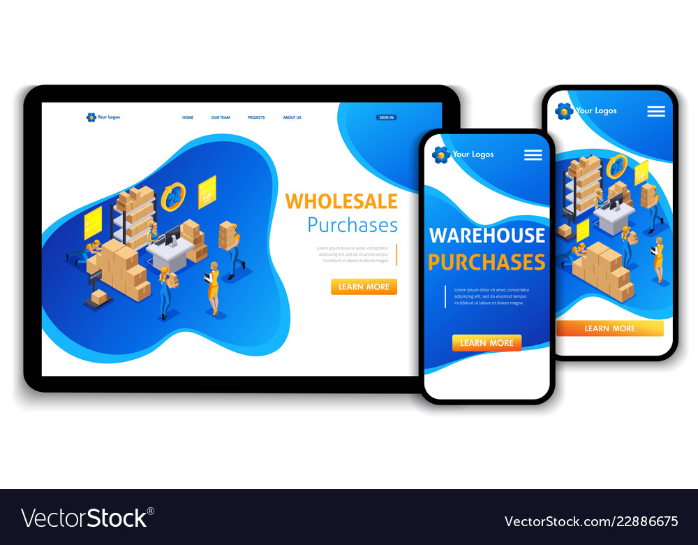 Website template landing page isometric concept Vector Image