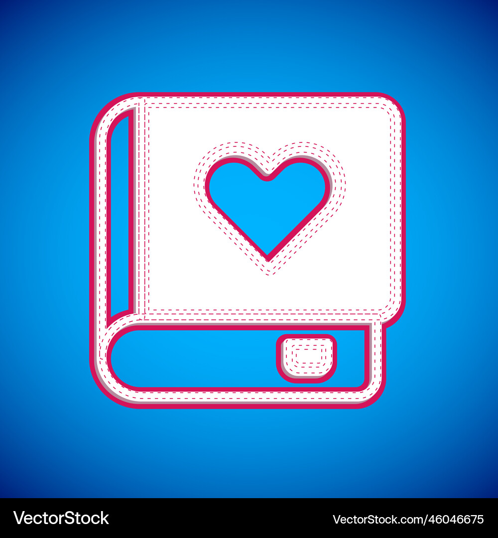 White romance book icon isolated on blue Vector Image