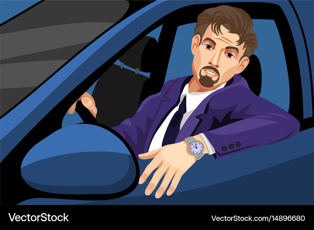 Businessman driving car Royalty Free Vector Image
