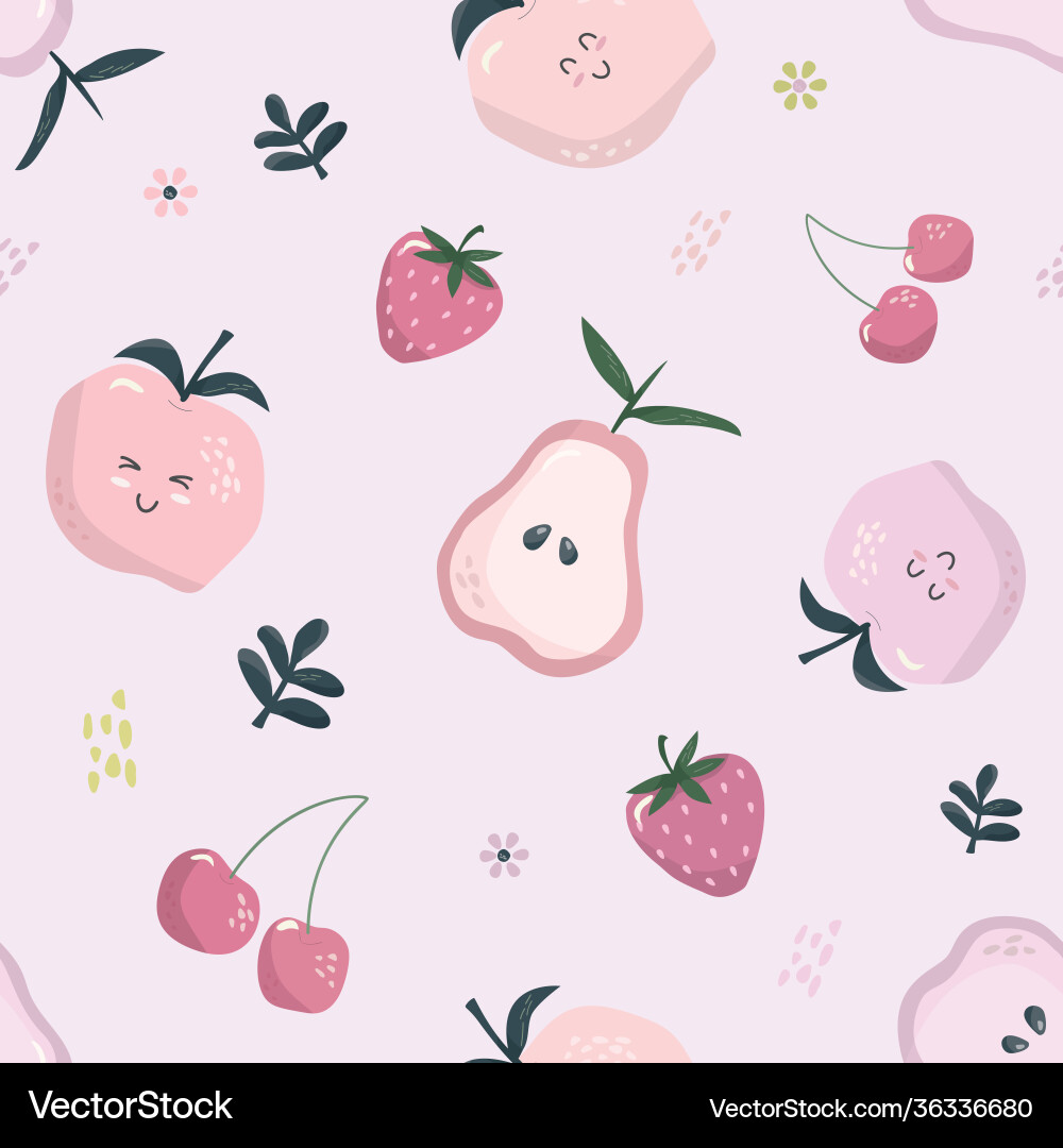Cartoon seamless pattern in pastel pink summer Vector Image