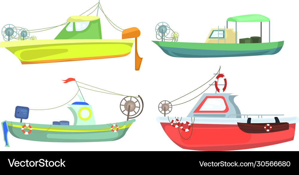 Different kinds passenger ships and boats over Vector Image