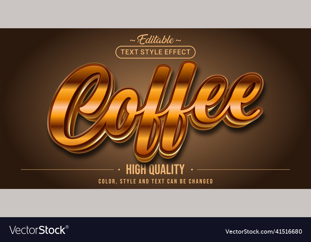 Editable text style effect - coffee Royalty Free Vector