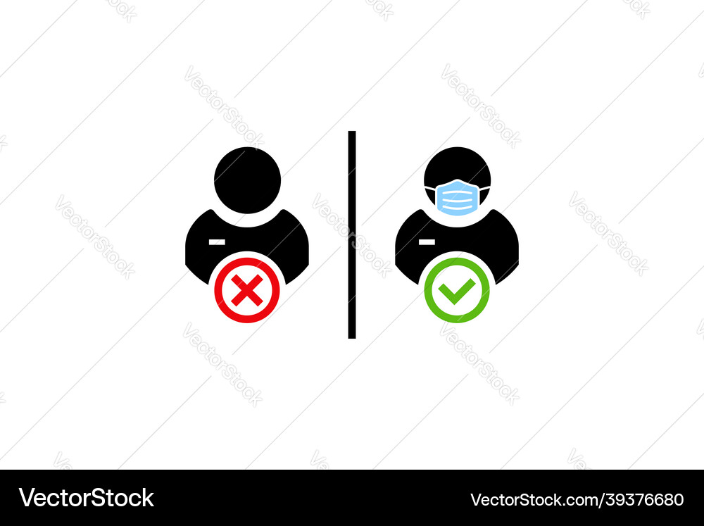 Face mask required warning prevention sign human Vector Image