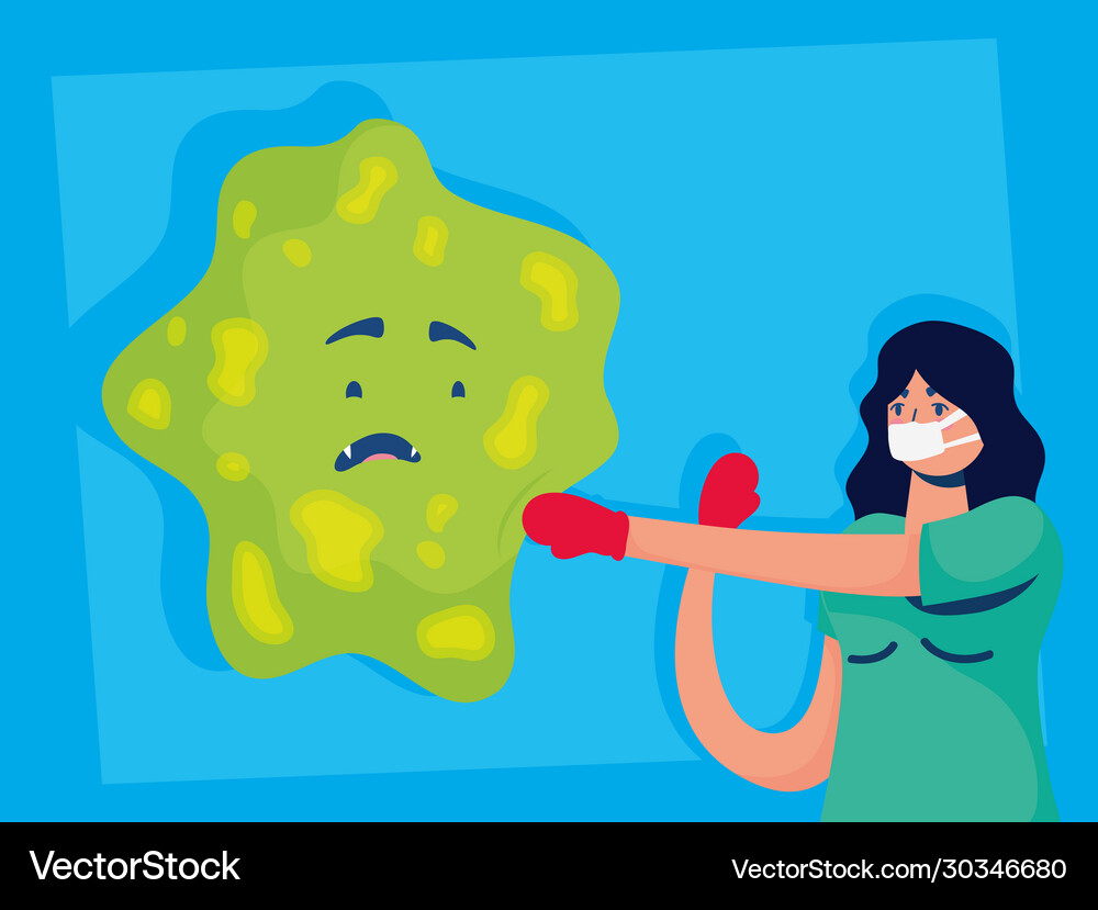 Female doctor fighting virus comic characters Vector Image