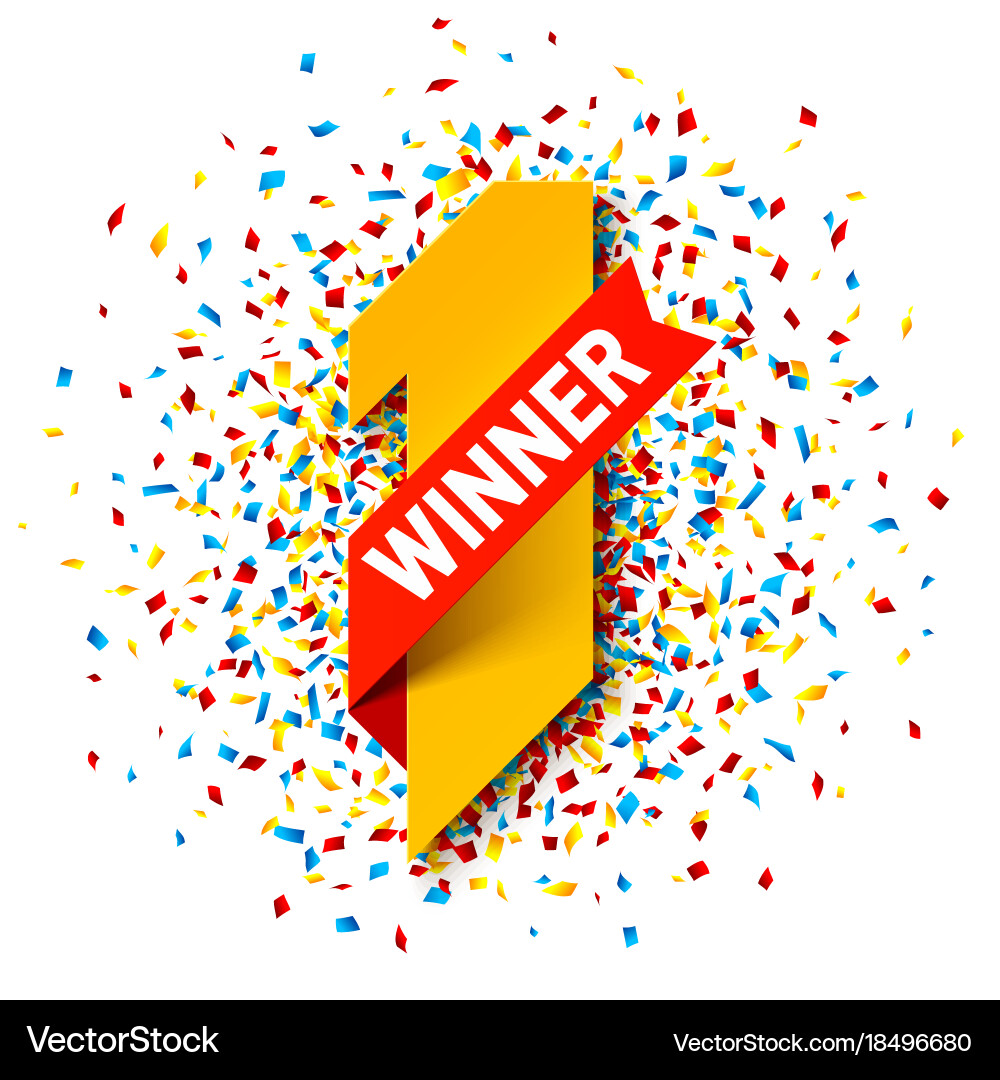 First winner number one with red ribbon Royalty Free Vector