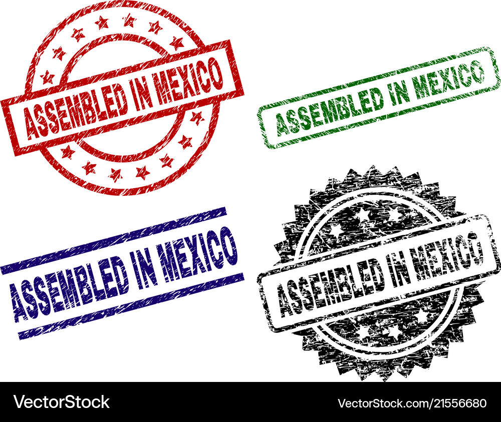 Grunge textured assembled in mexico stamp seals Vector Image