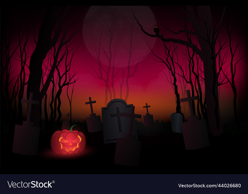 Halloween pumpkins cemetery Royalty Free Vector Image