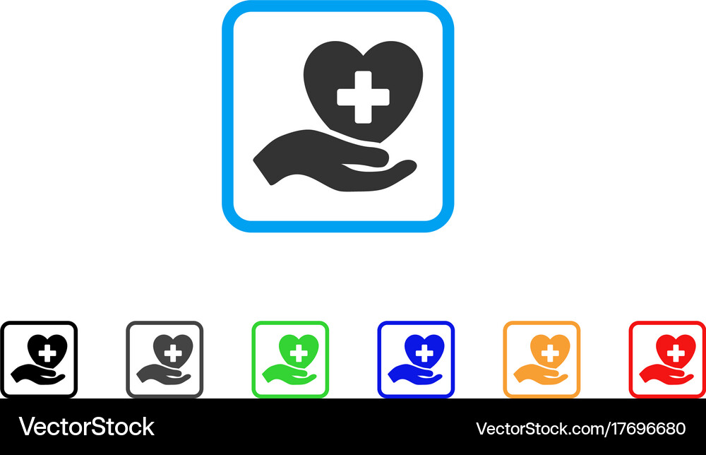Hand offer cardiology framed icon Royalty Free Vector Image