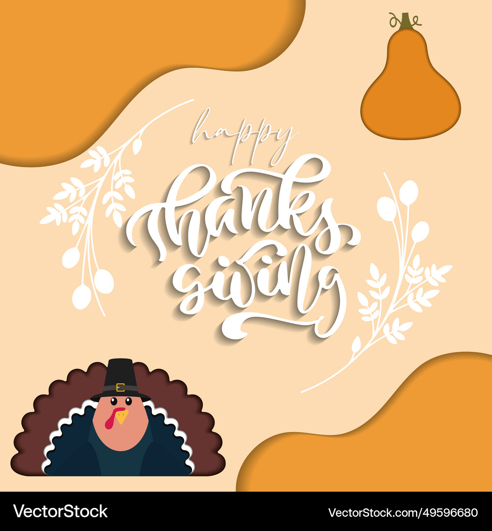 Happy thanksgiving template with turkey and text Vector Image
