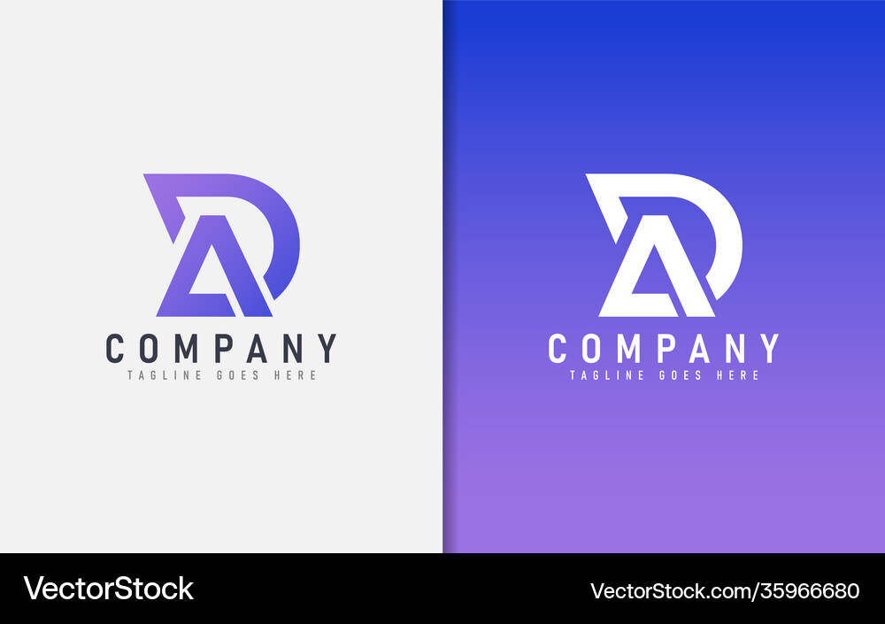 Modern d and a geometric abstract logo design Vector Image