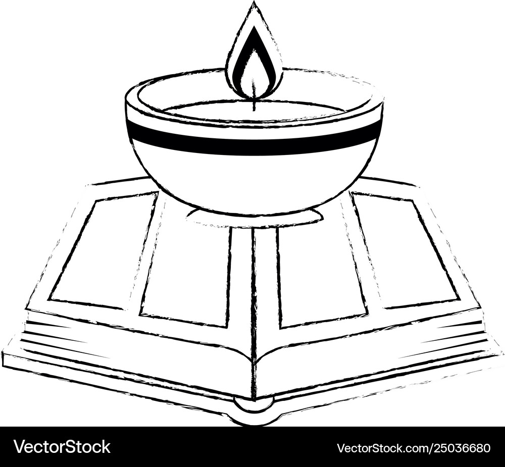 Sacred book with candles religious icon Royalty Free Vector