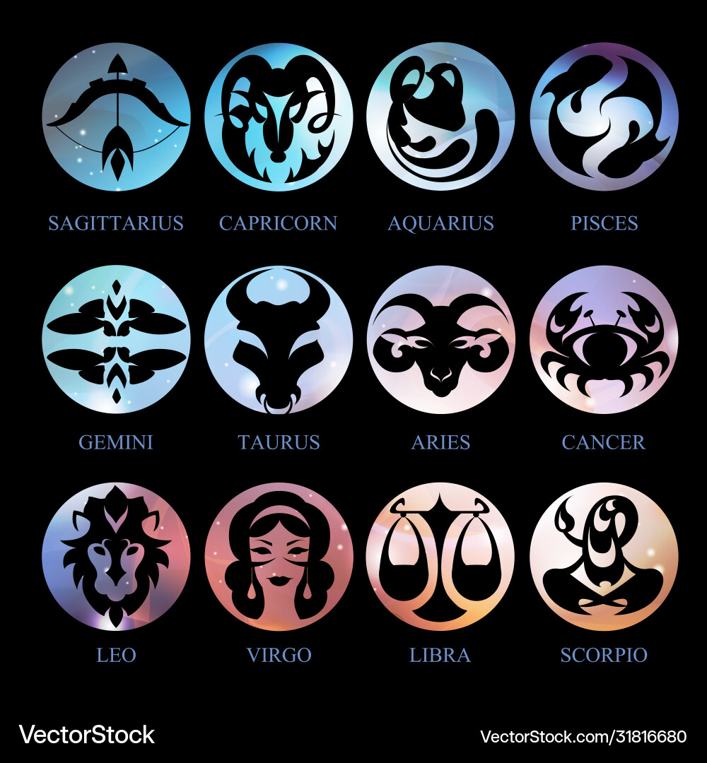 Set astrology zodiac signs on outer space Vector Image