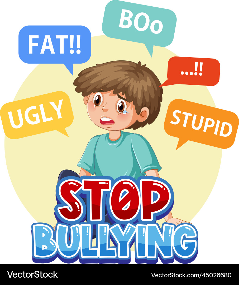 Stop bullying kids text design Royalty Free Vector Image