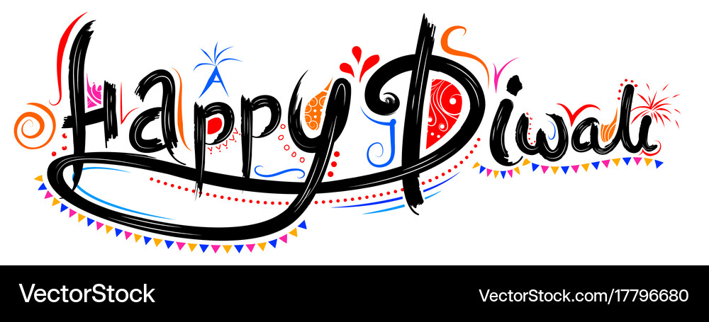 Typography calligraphy on diwali holiday Vector Image