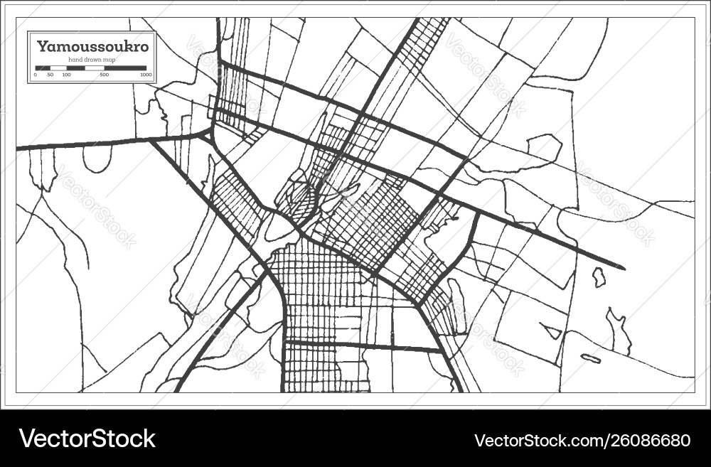 Yamoussoukro ivory coast city map iin black Vector Image