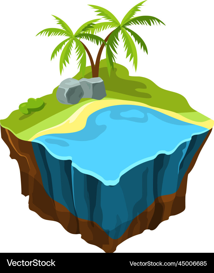 Beach isometric flying island tropical land Vector Image