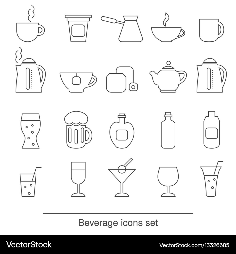 Beverage icons set icons set Royalty Free Vector Image