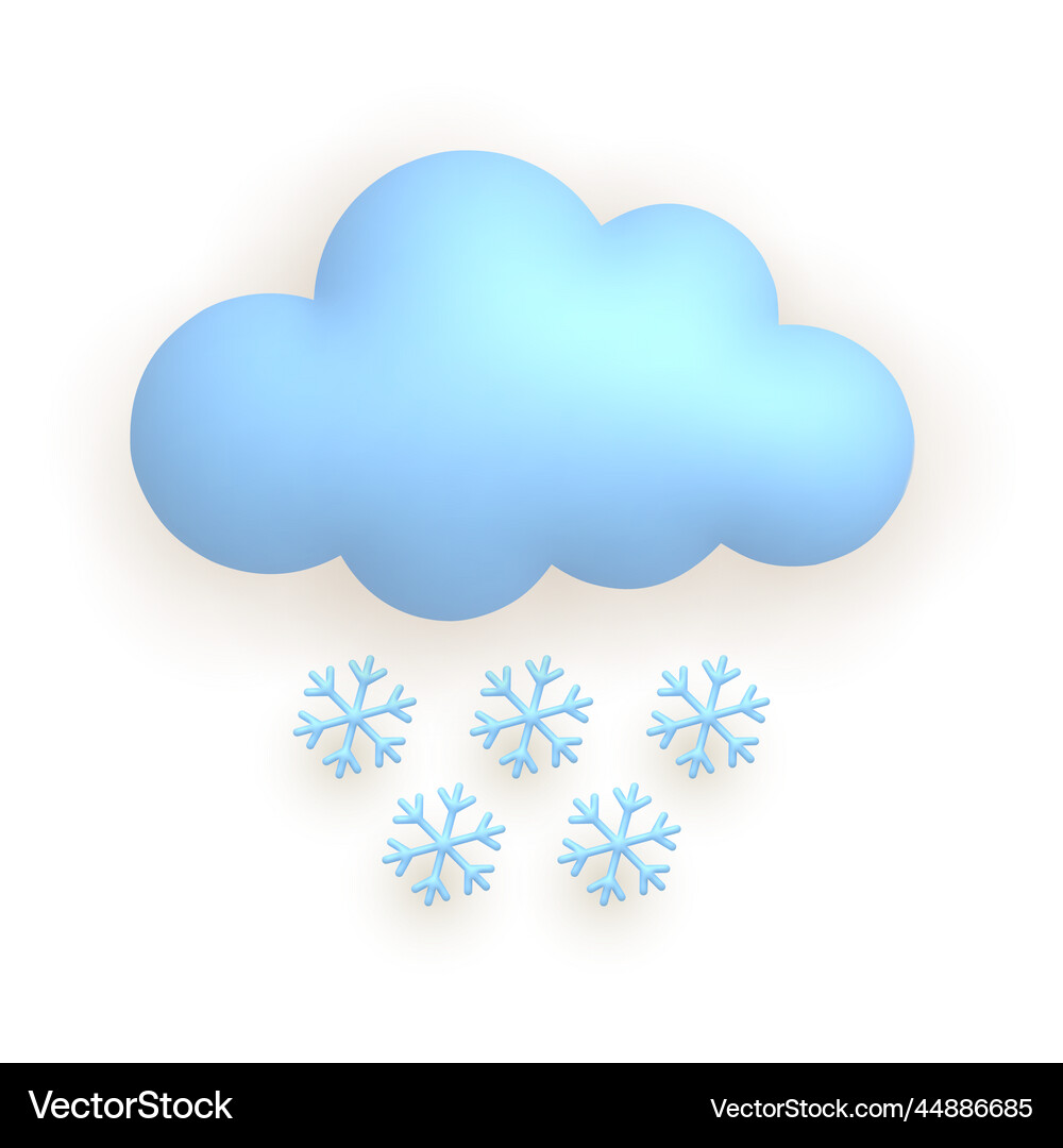 Cloud snow snowflake cute weather realistic icon Vector Image