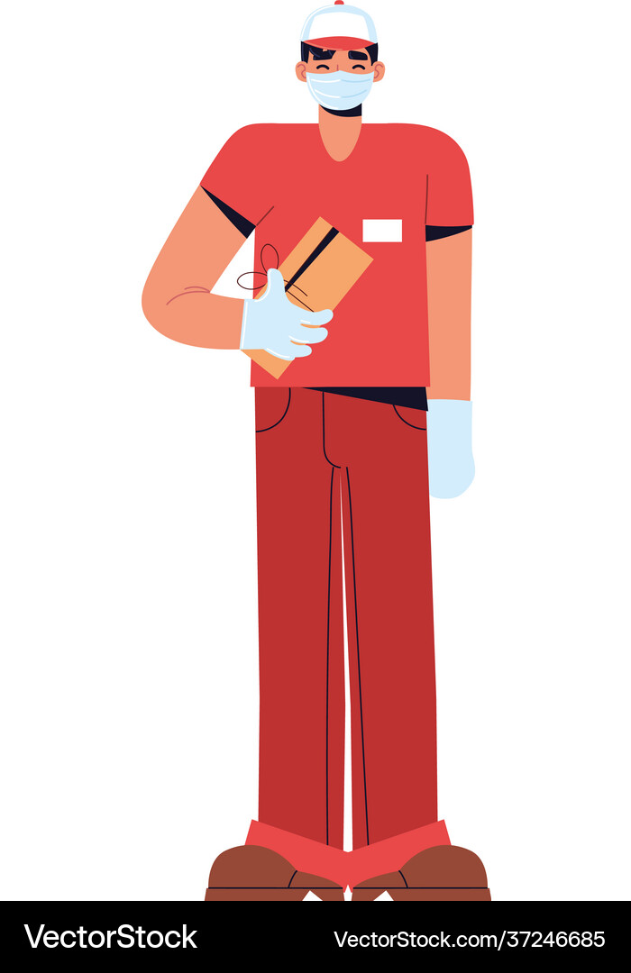 Delivery man package box Royalty Free Vector Image