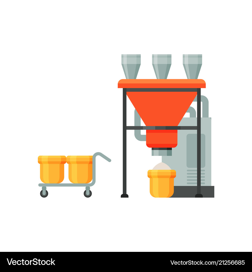 Flour grinding industrial equipment stage Vector Image
