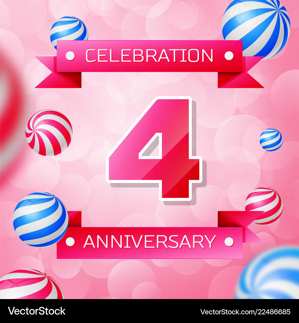 Four years anniversary celebration design banner Vector Image