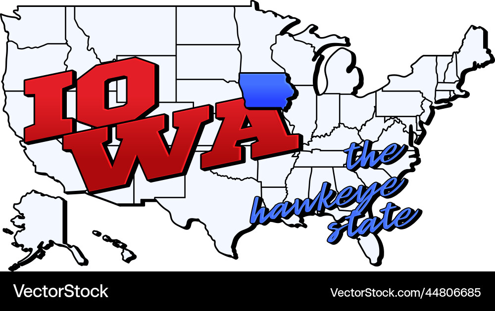Iowa state with us state on american Royalty Free Vector