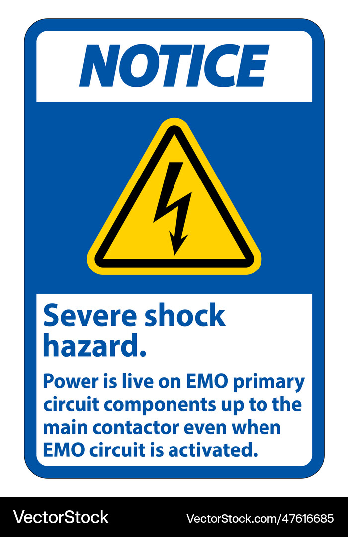 Notice severe shock hazard sign on white Vector Image