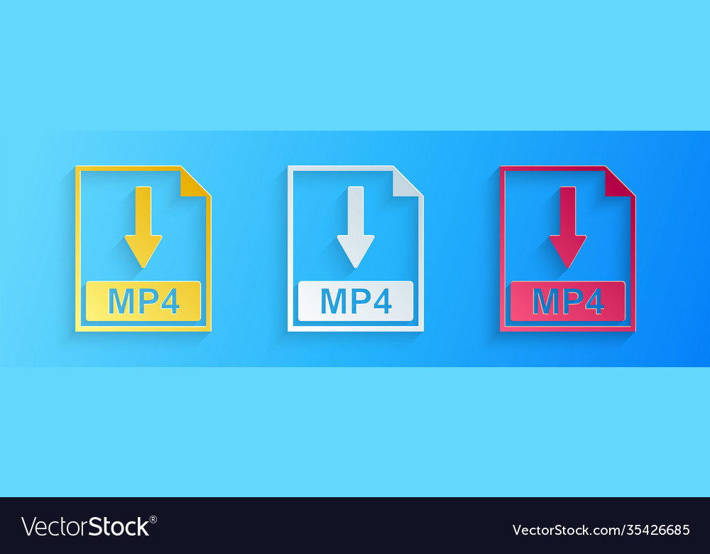 Paper cut mp4 file document icon download Vector Image Paper cut mp4 file document icon download Vector Image