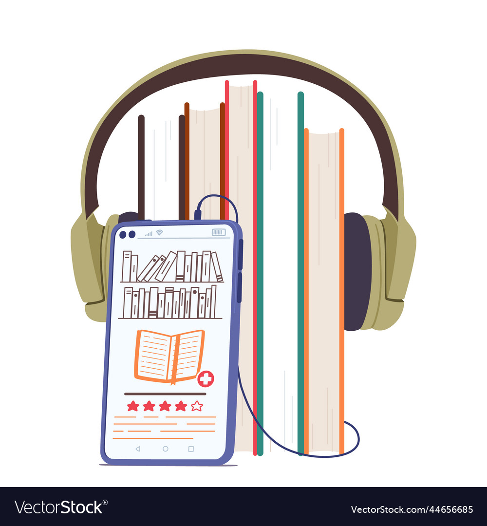Smartphone Application For Listening Audio Books Vector Image