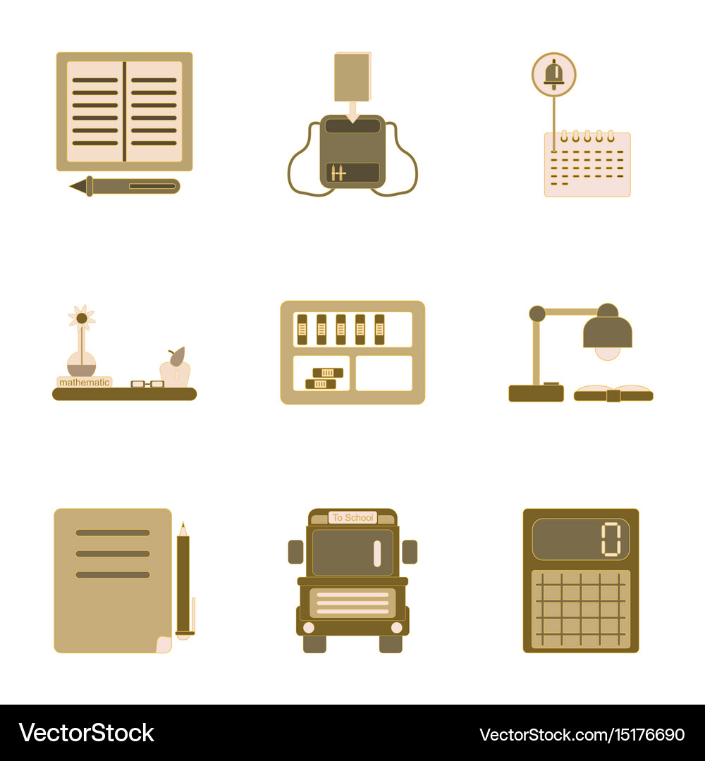 Assembly flat icons school supplies Royalty Free Vector