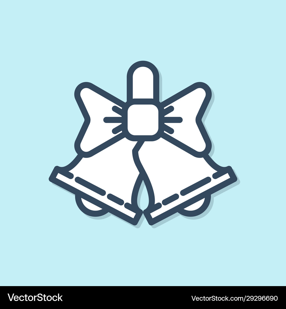 Blue line merry christmas ringing bell icon Vector Image